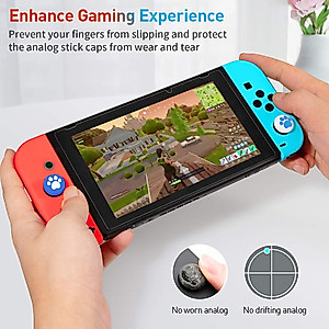 Oritikur Cat Claw Thumb Grips Compatible with Nintendo Switch & Lite, Soft Silicone Game Remote Joystick Thumbstick Caps Analog Stick Cover Skin Decal Accessories for NS Joy-Con Joycon Controller