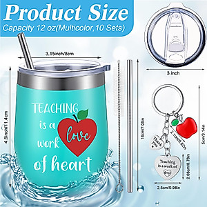 Yinder 8 Pcs Teacher Appreciation Gifts with 4 Pcs 12 oz Teacher Tumbler Stainless Steel Mug with 4 Heart Shape Keychain for Back to School Gifts Birthday Valentines Teacher Women Gift Ideas(Heart)