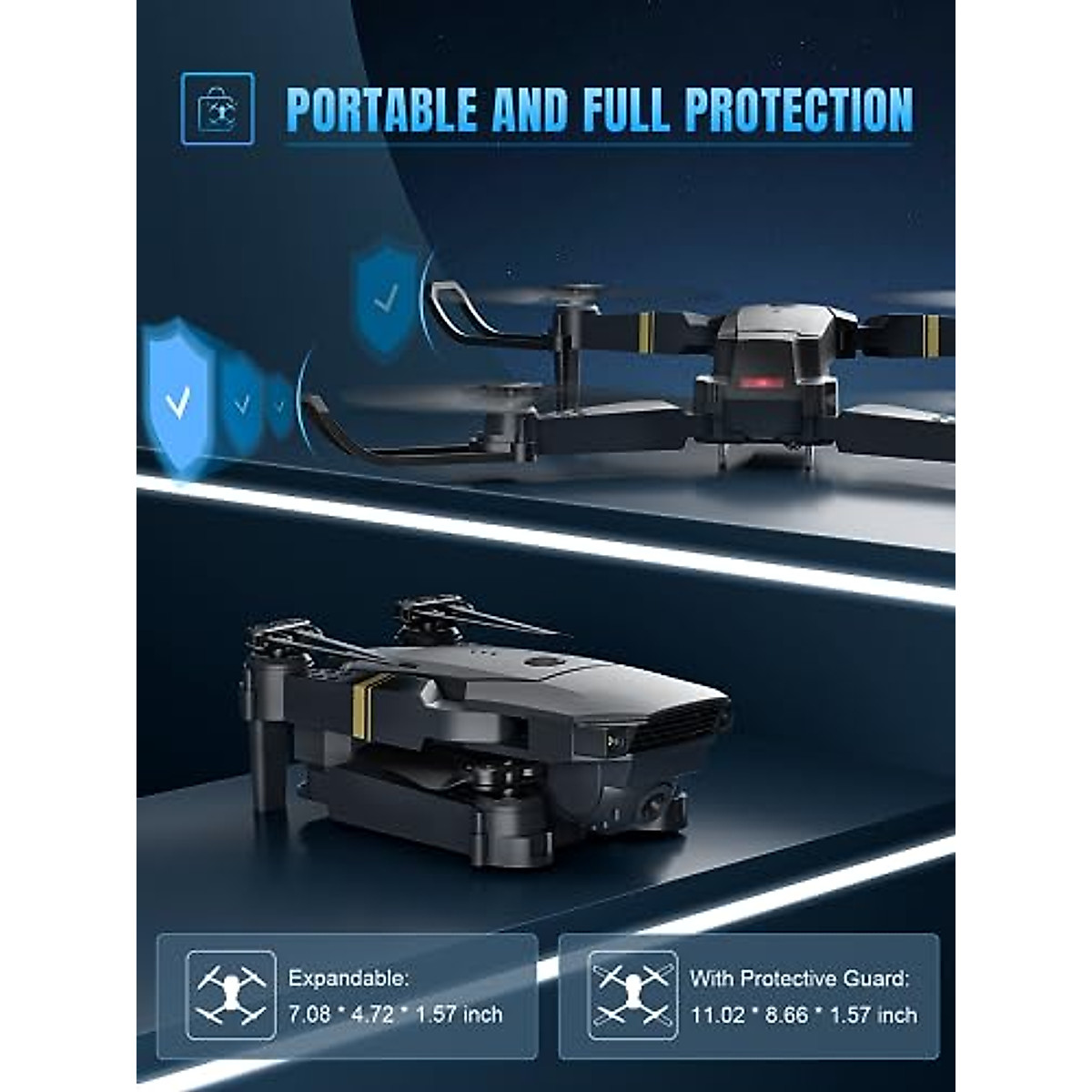 Drones with Camera for Adults Beginners Kids, Foldable E58 Drone with 1080P HD Camera, RC Quadcopter - FPV Live Video, Altitude Hold, Headless Mode, One Key Take Off/Landing, APP Control