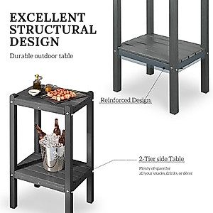 WestinTrends Malibu 36" Outdoor Adirondack HDPE 2-Tier Patio Side Table, Teak