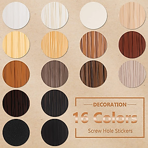 864 Pieces Screw Covers Wood Stickers for Furniture, 0.83 Inch Screw Hole Stickers Waterproof PVC Cover Caps Adhesive Wood Grain Stickers for Screw Holes Wall Cabinets Bookcase Desk (Basic Color)
