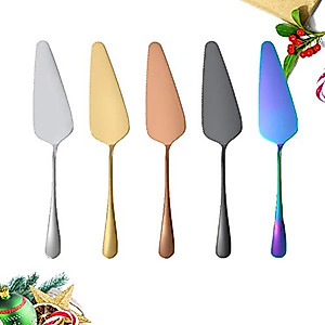DOITOOL Colorful Pie Cake Server Knife, Wedding Cake Serving Set, Stainless Steel Cake Pie Pastry Servers, Simple Serrated Cake Shovel, Mirror finish& Onside with Fine Serrated