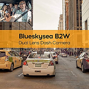 Dash Cam Front and Inside,Blueskysea B2W 1080P WiFi Dashcam with 2'' LCD Screen,2 Rotatable HD Lens,IR Night Vision,32GB SD Card, WDR,Voice Recording,G-Sensor,Parking Mode Optional
