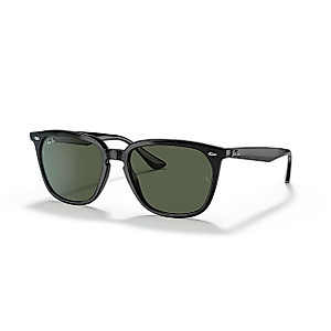 Ray-Ban RB4362 Square Sunglasses, Black/Dark Green, 55 mm
