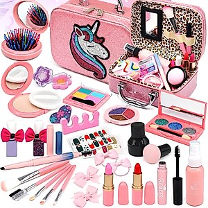Kids Washable Makeup kit for Girl - Kids Makeup Kit Toys for Girls Little Girls Makeup Kit, Toddler & Non-Toxic Make Up Set, Real Makeup Child Princess,Age 3-12 Year Old Birthday Gift