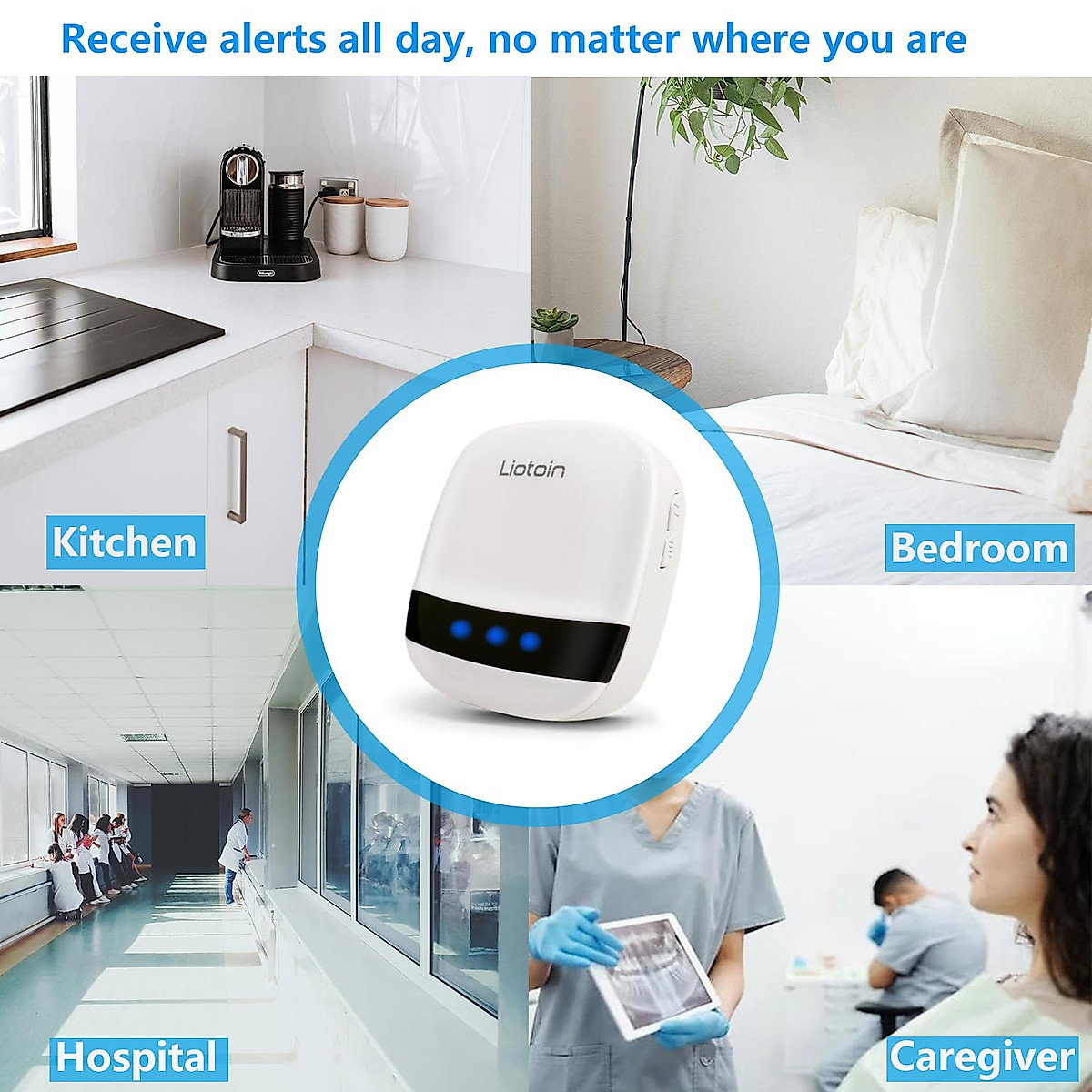 LIOTOIN Wireless Caregiver Pager Call Button Nurse Alert System Call Bell for Home/Elderly/Patients/Disabled 3 Transmitters 3 Plugin Receivers (600+ft Operating Range)…