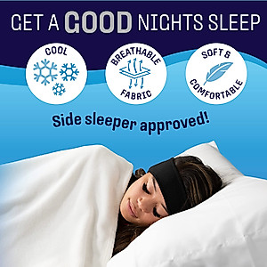 CozyPhones Sleep Headphones - Over Ear Headphones from Ultra Thin Cool Mesh Wired for Side Sleepers, Meditation, Running, Laptop, and Phone - Black Lycra