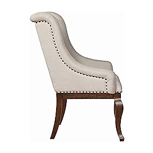Coaster Home Furnishings Brockway Glen Cove Arm Chairs with Button Tufting and Nailhead Trim Antique Java and Cream (Set of 2)