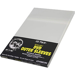 (50) DVD Outer Sleeves - "Super Polyclear" Resealable - Fits Standard 14mm-15mm DVD Cases - DVSB02RS