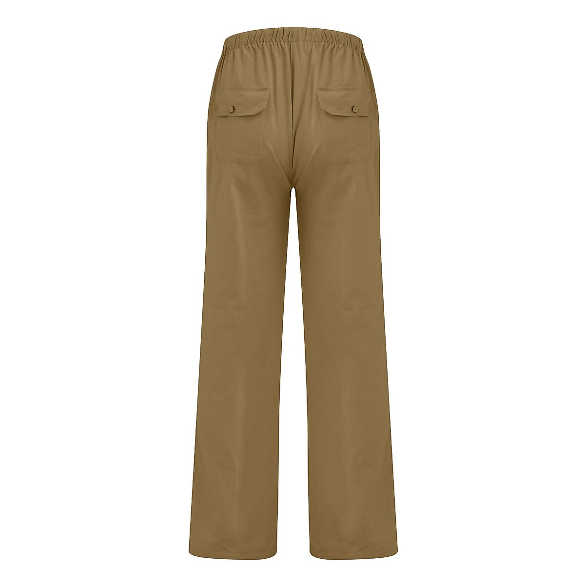 Men's Summer Casual Drawstring Beach Loose Slim Fit Trousers Linen Cotton Pants with Elastic Waistband White