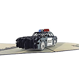 iGifts And Cards Police Car 3D Pop Up Greeting Card - Protect, Serve, Cruiser, Awesome, Wow, Half-Fold, Happy Birthday, Retirement, Congratulations, Police Academy Graduation, Thank You, Cop Promotion
