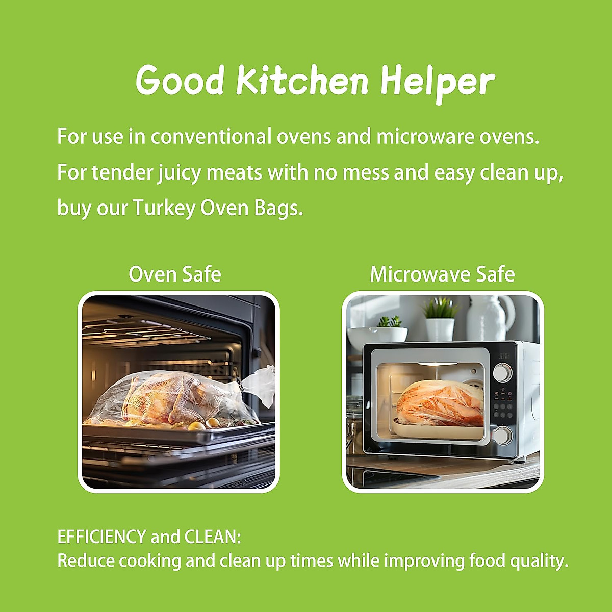 25 Count Ebelbo Nylon Turkey Oven Bags, 19x23.5 Inch Large Size BPA Free up to 400°F for Meats Chicken Seafood Vegetables Cooking Roasting Freezer