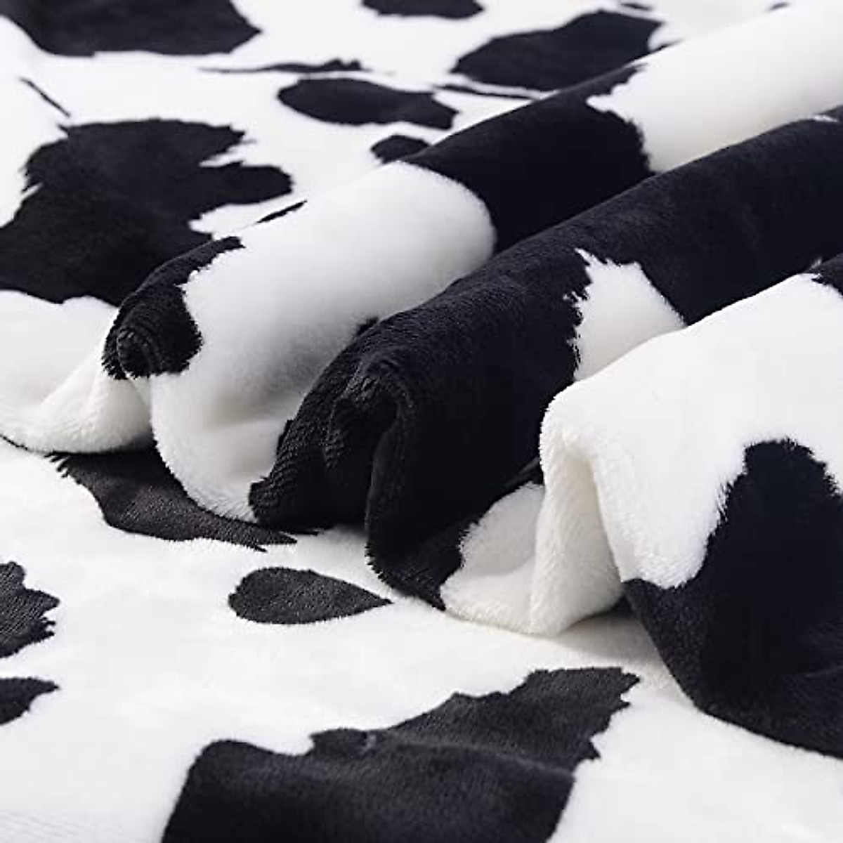 Yaning Cow Print Blanket, Soft Cozy Lightweight Blanket for Kids Adults, Plush Flannel Fleece Throw Blanket for Sofa Couch Bed Decor, Black White, 50x60 inches