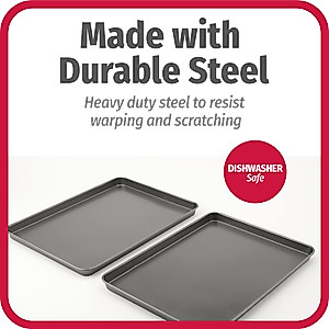 GoodCook Dishwasher Safe Nonstick Steel XL Cookie Sheet, 15'' x 21'', Gray, Set of 2