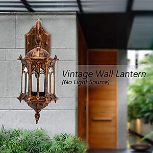 Cocoarm Wall Sconce Vintage Style Wall Mounted Metal Lantern Holder with Glass Lighting Fixture for Indoor Outdoor Home Garden Hallway Decor No Light Source Bronze
