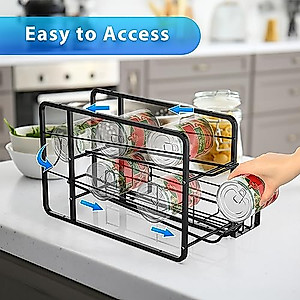 2 Pack Can Rack Organizer Stackable Can Storage Dispenser Pantry Organization Storage Holds Up to 34 Cans for Kitchen Cabinet, Countertop, Refrigerator, Black