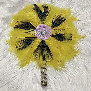 Custom Wedding Hand Fan with Feather Lace Spain DIY Style Abanico De Mano with Sequin Stone Handmade Wedding Feather Photo Props