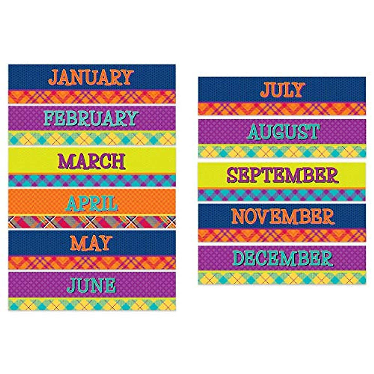 Eureka Multicolor Plaid Calendar Bulletin Board Classroom Decoration Set, 83pcs