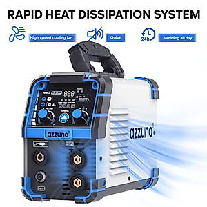 AZZUNO 135 Amp MIG Welder, 3 in 1 Multiprocess Welder 110V Flux Core Welder Flux MIG/Lift TIG/Stick Welding Machine Synergic Control IGBT Inverter Welder (volts, 110)