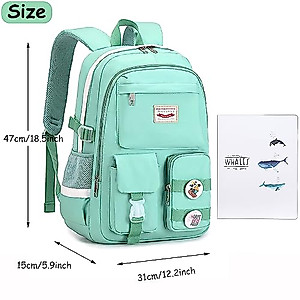 Makukke School Backpacks for Teen Girls - Laptop Backpacks 15.6 Inch College Cute Bookbag Anti Theft Women Casual Daypack,Green Backpack