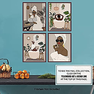 Black Art - African American Bathroom Decor - African American Women, Woman - Afro Wall Art - Black Culture - Guest Bath, Powder Room, Restroom Sign - Aesthetic Minimalist Decorations, Accessories