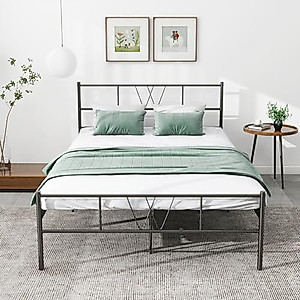 Wonder Comfort Twin Size Bed Frame Metal Platform with Headboard and Footboard/11 Inch Underbed Storage/Firm Support & Easy Set up Structure, Black