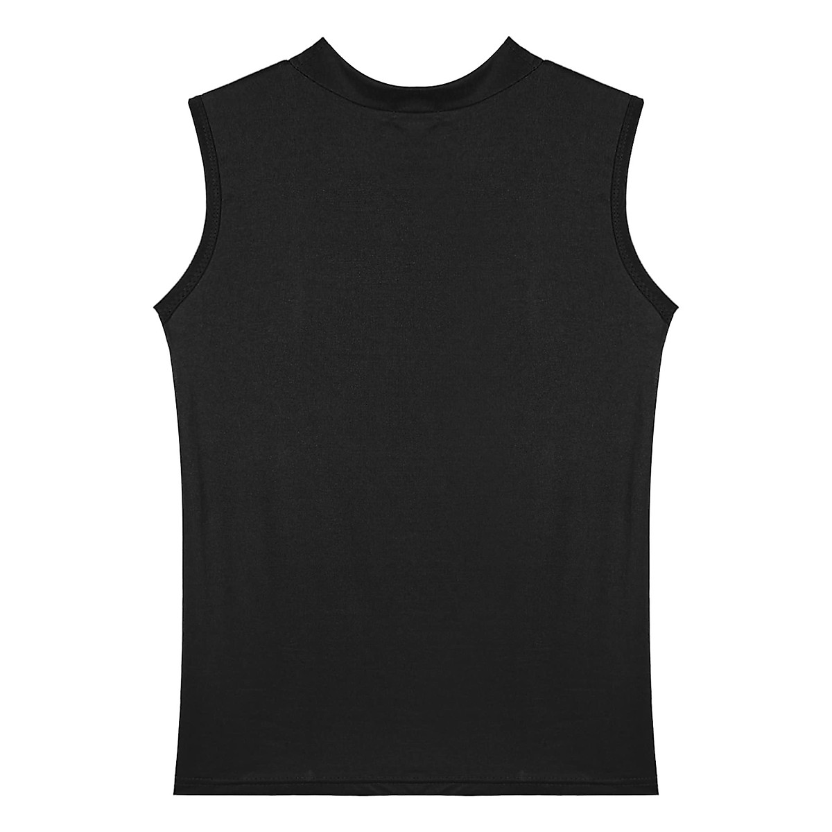 TiaoBug Men's Casual Sleeveless Shirts Mock Turtleneck Pullover Tops Undershirt Vest Tops Black Medium