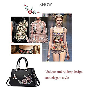 ELDA Small Satchel Bags For Women Crossbody Embroidery Top Handle Handbags Ladies Shoulder Purse