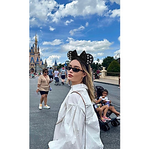 WOVOWOVO Mouse Ears Headbands for Women Girls Black Bow Pearl Hairbands Velvet Headband Christmas Cosplay Costume Princess Party Decorations