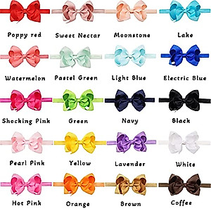 CELLOT Baby Girls Headbands Grosgrain Ribbon 4.5" Hair Bows Headband Big Bow Hair Bands for Toddler Pack of 20