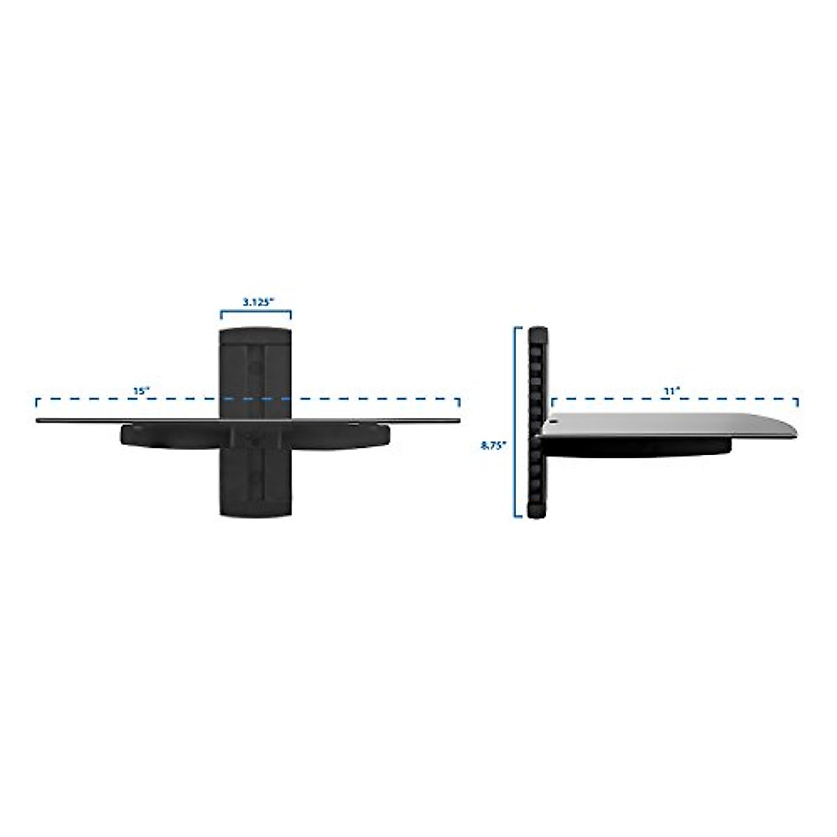 Mount-It! Floating Wall Mounted Shelf Bracket Stand for AV Receiver, Component, Cable Box, Playstation4, Xbox1, VCR Player, Blue Ray DVD Player, Projector, Load Capacity 17lbs, One Shelf