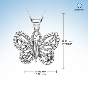 0.25 Carat White Diamond Butterfly Necklace Sterling Silver Necklace for Women – Genuine White Diamond Necklace with Durable . 925 Sterling Silver Chain – Beautiful Butterfly Pendant Necklace Gifts for Women by JEWELEXCESS