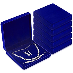 Yinkin 6 Pcs Velvet Jewelry Set Box Jewelry Display Case Earring Ring Bracelet Necklace Gift Box Pearl Necklace Storage Case for Wedding Travel Anniversary Valentines(Royalblue)