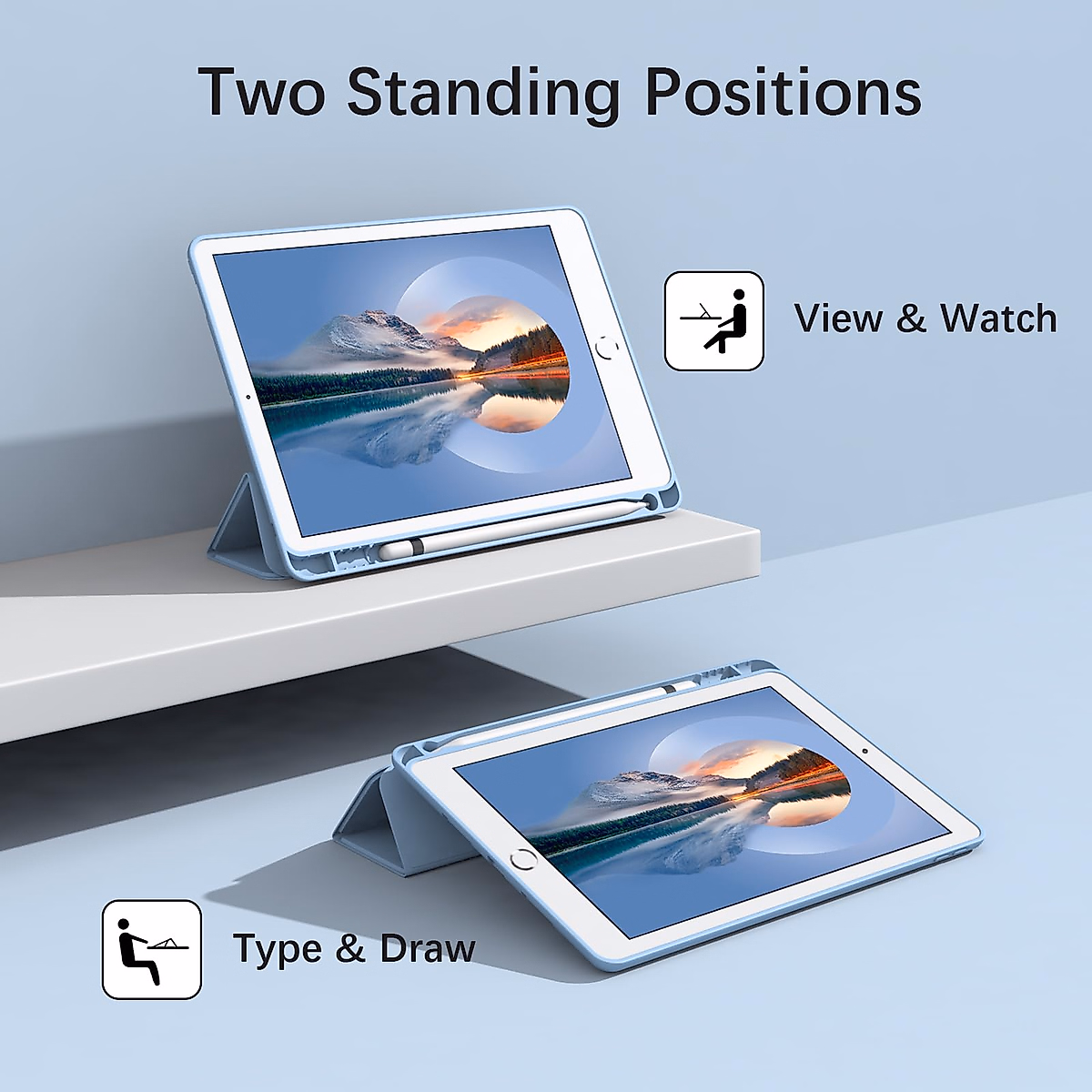 Divufus Case for iPad Air 3 / Pro 10.5 Inch, Lightweight Slim Soft TPU Trifold Stand Smart Cover, Auto Sleep/Wake Case with Pencil Holder for iPad Air 3rd Generation/Pro 10.5 - Light Blue