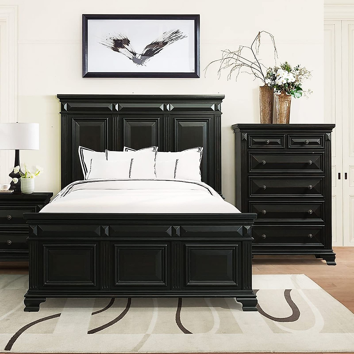 DWIL Matte Finish Furniture Paint - 16 Oz Wood Paint for Cabinets, Doors, Tables, and Dressers Refinishing - Water-Based, Non-Toxic & Odorless, Easy to Apply(Black)-With Tools