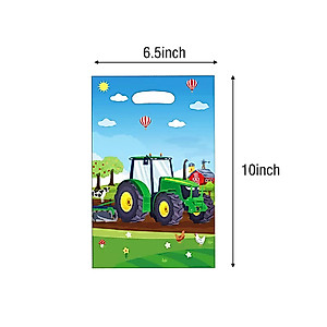 ALLPICK 30pcs Farm Tractor Tote Bag Packs Goodie Bags Treat Bags Candy Bags Party Favors Tractor Bags for Kids Birthday Baby Shower Tractor Theme Party, Green