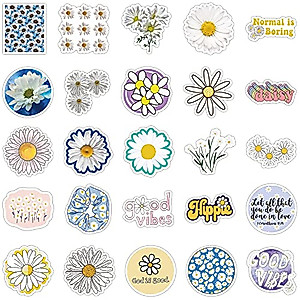 Flower Stickers,Plants Decals 50 Pcs,Vinyl Waterproof DIY Decorations for Laptop Water Botter Guitar,Happy Birthday Party Supplies,Decor for Teens Adults (Daisy Stickers)