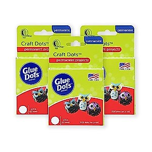 Glue Dots 38165AMZ Double-Sided, 3 Pack, 1/2'', Clear, 600 Total Dots, Craft Roll 3-Pack, 3 Count