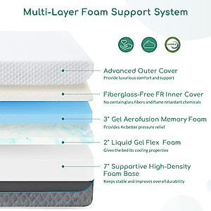 Memory Foam Mattress 12 Inch King Size, Medium Firm Cool Gel Foam Mattress with Breathable Soft Fabric Cover, CertiPUR-US Certified, Supportive & Pressure Relief Mattress Bed in A Box