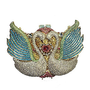 Luxury Glitter Clutch Purse Swans Heart Crystal Bling Evening Bags for Women Shining Shoulder Bags Crossbody Bags (Multi-color)