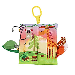 bebe mondo Jungle Baby Book Toys,Baby Books 0-6 Months,Touch and Feel Crinkle Cloth Books for Babies Infant Toys 0-3-6-12-18 Months,Interactive Infant Sensory Soft Toys,Shower Baby for Boys Girls