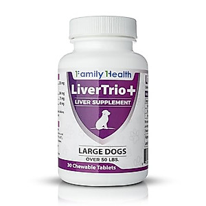 LiverTrio+ Comprehensive Liver Support Supplement for Large Dogs. Flavorful Chewable Tablets Combining Same, SPC, Silybin A+B, + Glutathione 30Ct (Large)