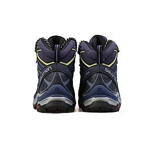 Salomon X Ultra 3 MID Gore-TEX Hiking Boots for Women, Crown Blue/Evening Blue/Sunny Lime, 10.5 Wide