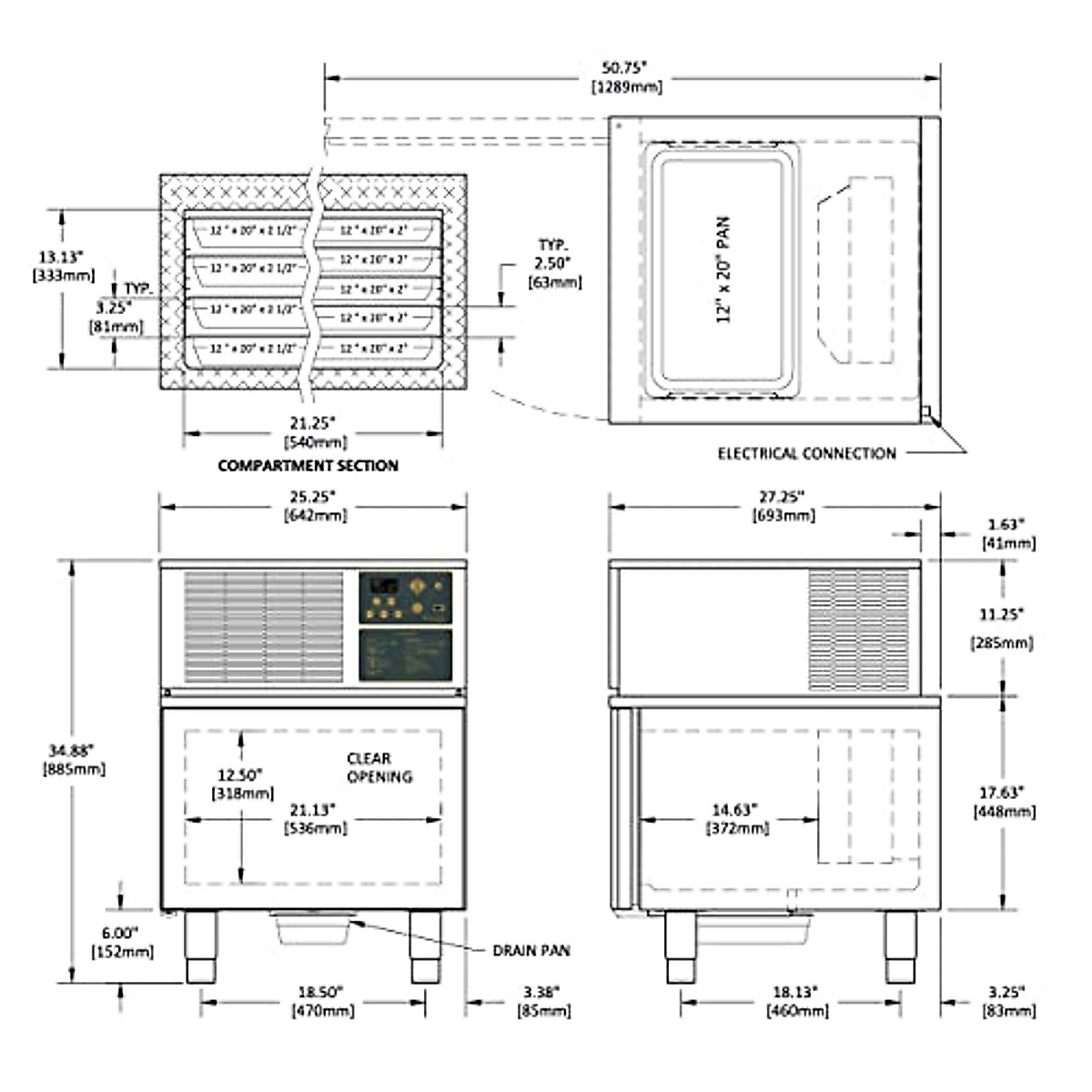 PrepRite PBF 4.0 Undercounter Blast Chiller Freezer - 4/5 Pan - R290 Refrigerant - Stainless Steel