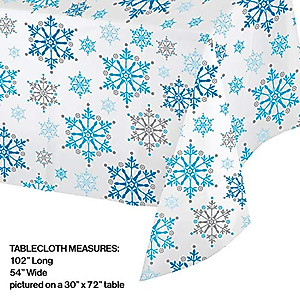 Creative Converting All Over Print Plastic Table cover, 54 x 102", Snowflake Swirls