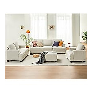 VanAcc Sofa, Comfy Sofa Couch with Extra Deep Seats, Modern Sofa- 3 Seater Sofa, Couch for Living Room Apartment Lounge, Offwhite Bouclé