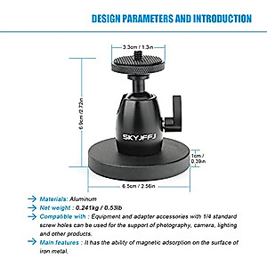 Magnetic Camera Stand Magnetic Foot Mini Ball Head Heavy Duty Metal Securely Attaches to Steel or Other Magnetic Surfaces