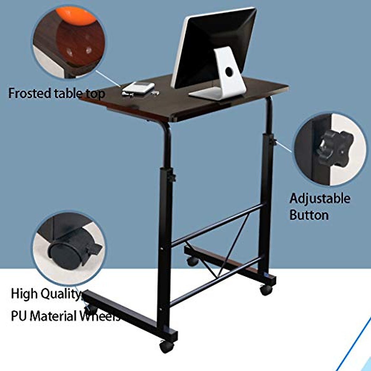 Multifunctional Desk Movable Computer Laptop Desk Study Writing Desk Adjustable with Keyboard Tray for Home Office (Color : Black)