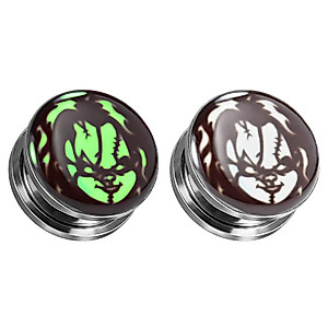 TBOSEN 8 Pcs Stainless Steel Fluoresscence Epoxy Screw Fit Ear Gauges Ear Plug Flesh Piercing Jewelry 2g - 1-3/16 inch