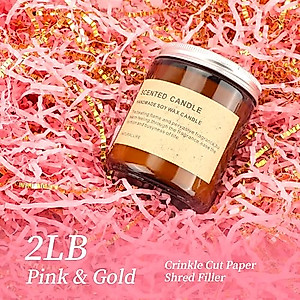 TCAIRG - 2 LB - Gold & Pink - Mixed Color Shred Filler Crinkle Cut Paper for luxury Gift Box Filler Gift Basket Stuffing Shipping Packaging Craft Party Favor Bags (Gold & Pink)